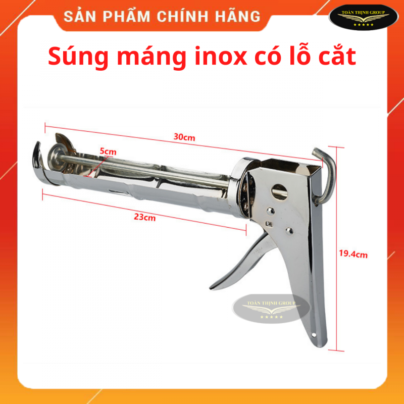 Súng Bắn Keo Silicon Máng Inox Có Lưỡi Cắt